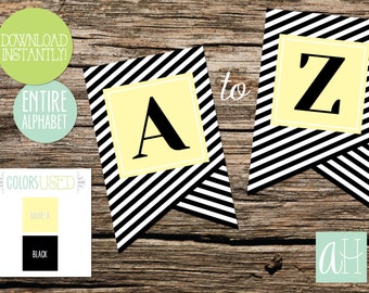 Printable Pennant Banner That Includes Entire Alphabet: Burlap | Etsy