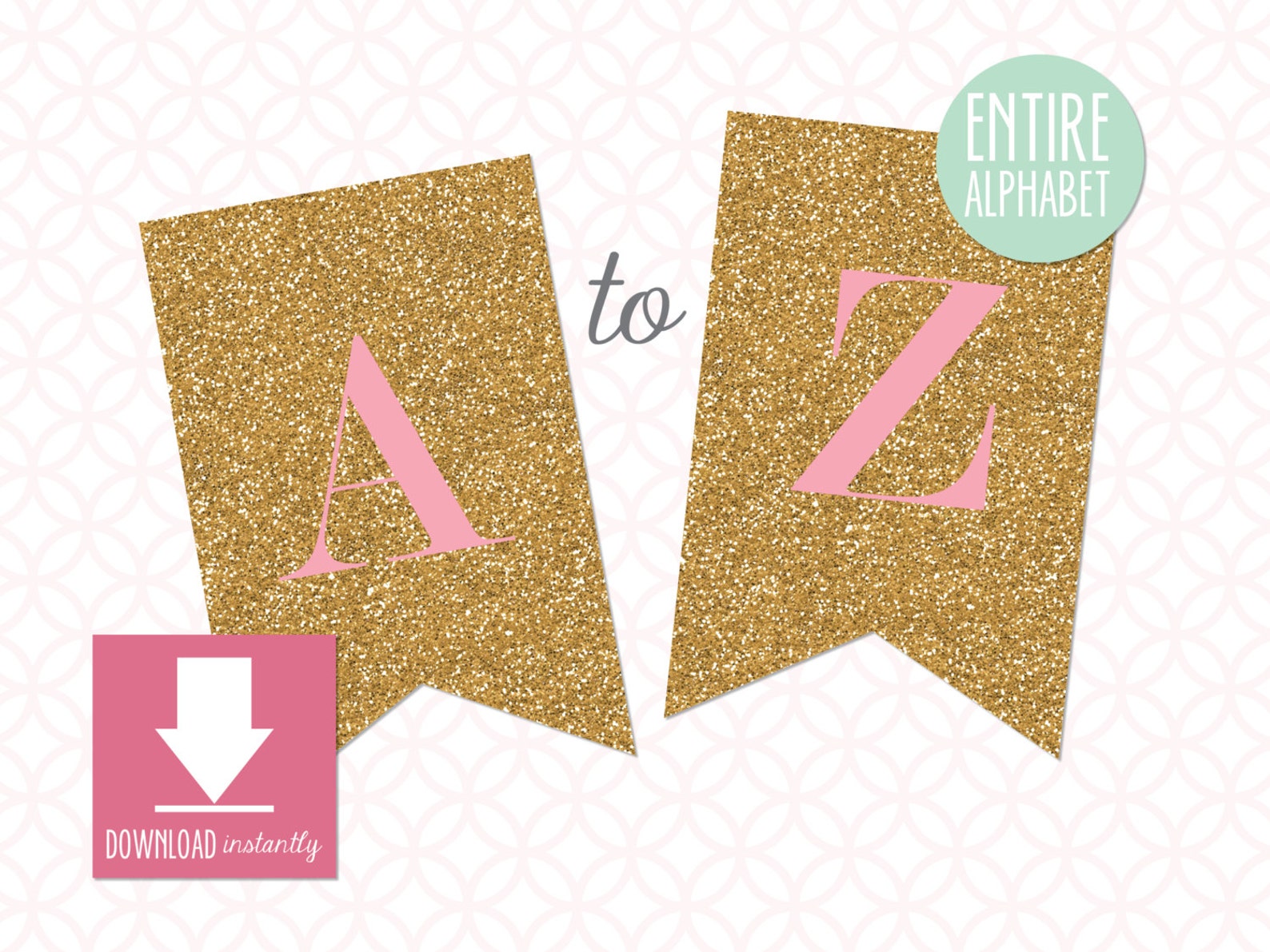 Printable Pennant Banner That Includes Entire Alphabet: Gold - Etsy