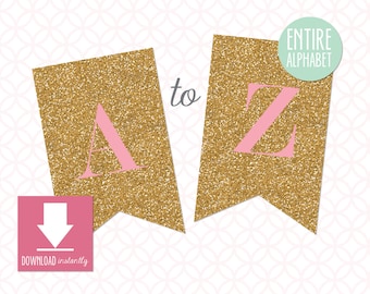 Printable Pennant Banner That Includes Entire Alphabet: - Etsy