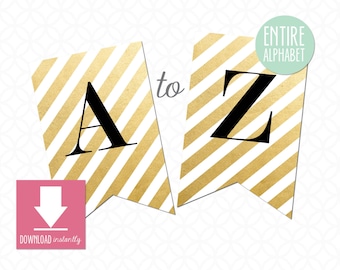 Printable Pennant Banner That Includes Entire Alphabet: - Etsy
