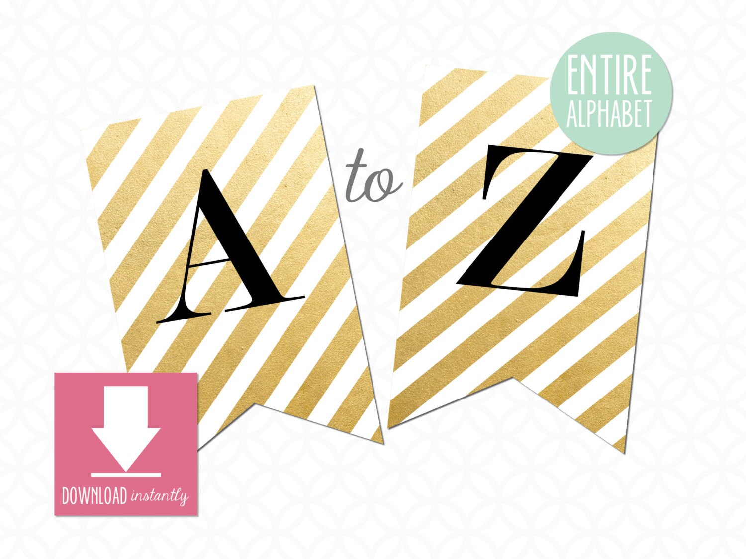 Printable Pennant Banner That Includes Entire Alphabet: Gold - Etsy