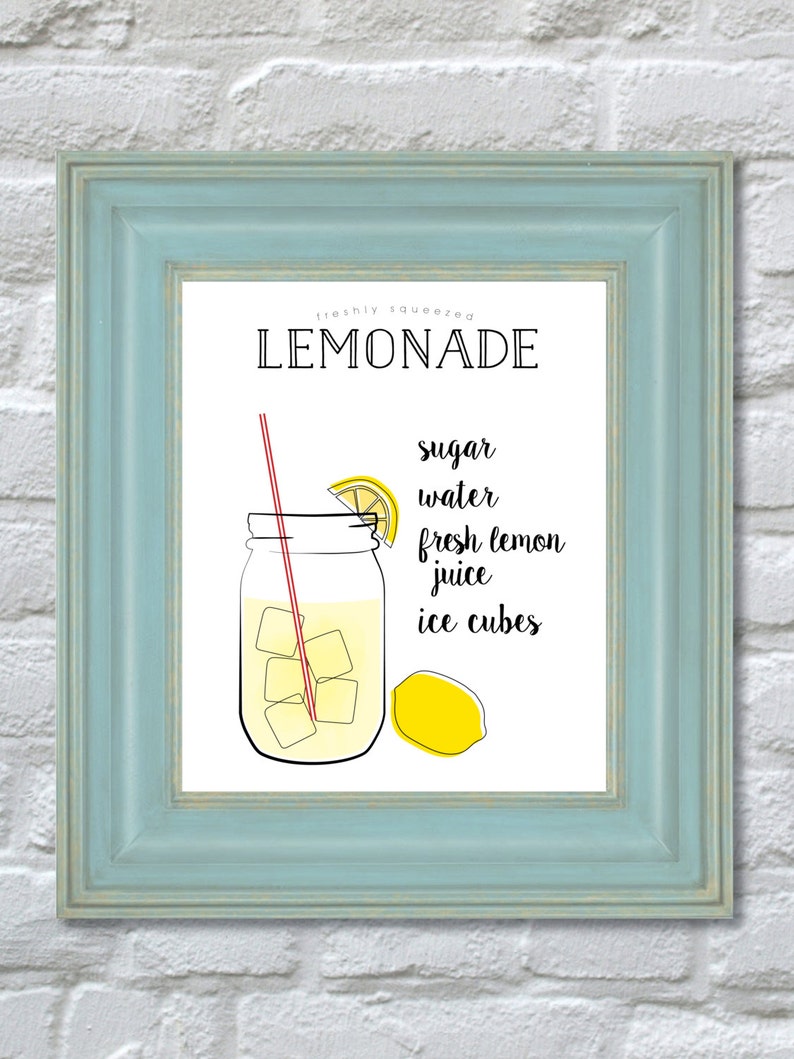 Printable Freshly Squeezed Lemonade Recipe Sign: Instant Download as an ...