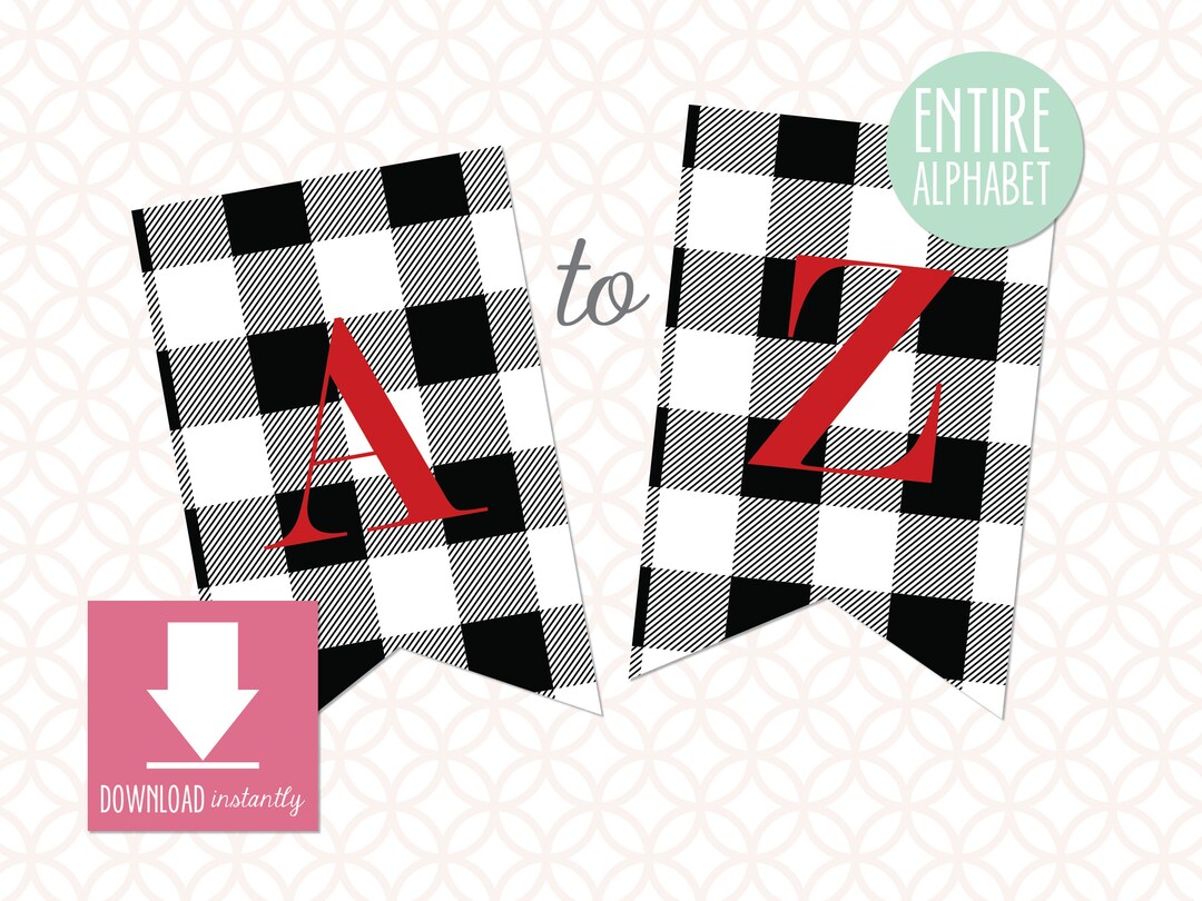 Printable Pennant Banner That Includes Entire Alphabet: Black and White ...