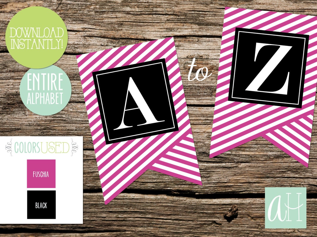 Printable Pennant Banner That Includes Entire Alphabet: Fuschia and ...