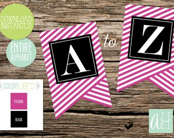 Printable Pennant Banner That Includes Entire Alphabet: Burlap | Etsy