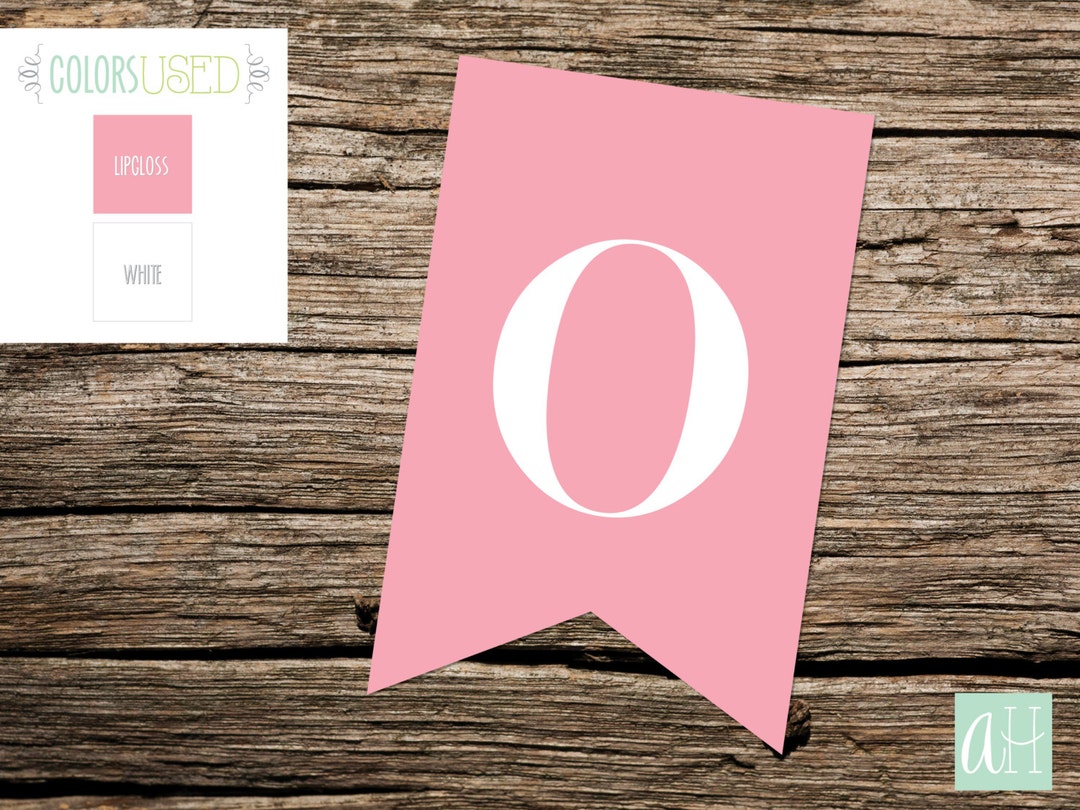 Printable "o" Pennant Banner: Instant Download, Pink and White, Mix and ...