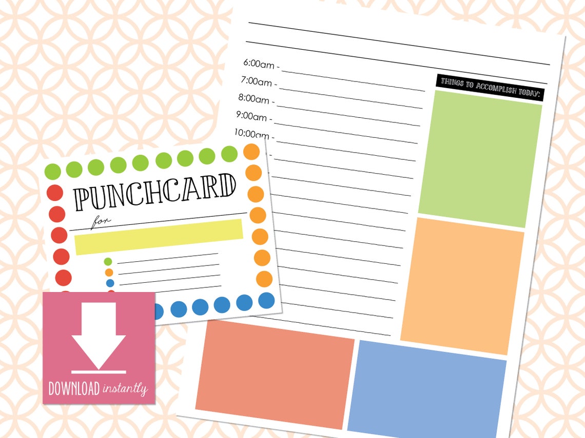Printable Hourly Schedule and Punchcard Homeschooling Home | Etsy