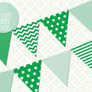 Printable Assorted Pennant Flag Banner: Kelly Green (instant Digital ...
