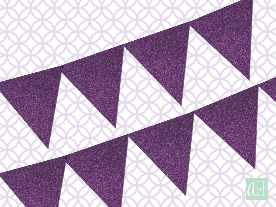 Printable PURPLE GLITTER Pennant Flag Banner: (instant Digital Download ...
