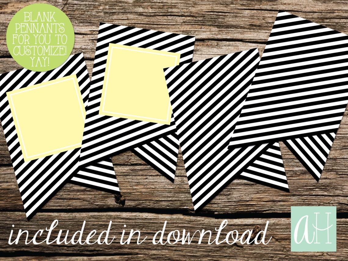 Printable Pennant Banner That Includes Entire Alphabet: Black and ...