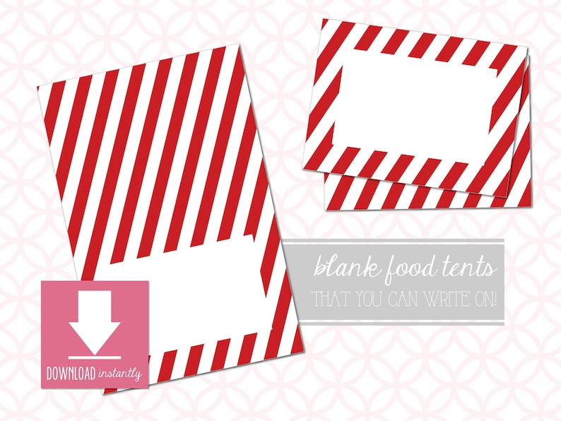 Printable Red Food Table Tent Cards Place Cards: Instant Download ...