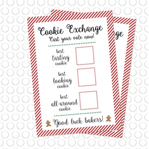 Cookie Exchange Recipe Card and Voting Ballot for Christmas Party, Bake ...