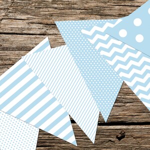 Printable Assorted Pennant Flag Banner: Sky Blue (instant Digital ...