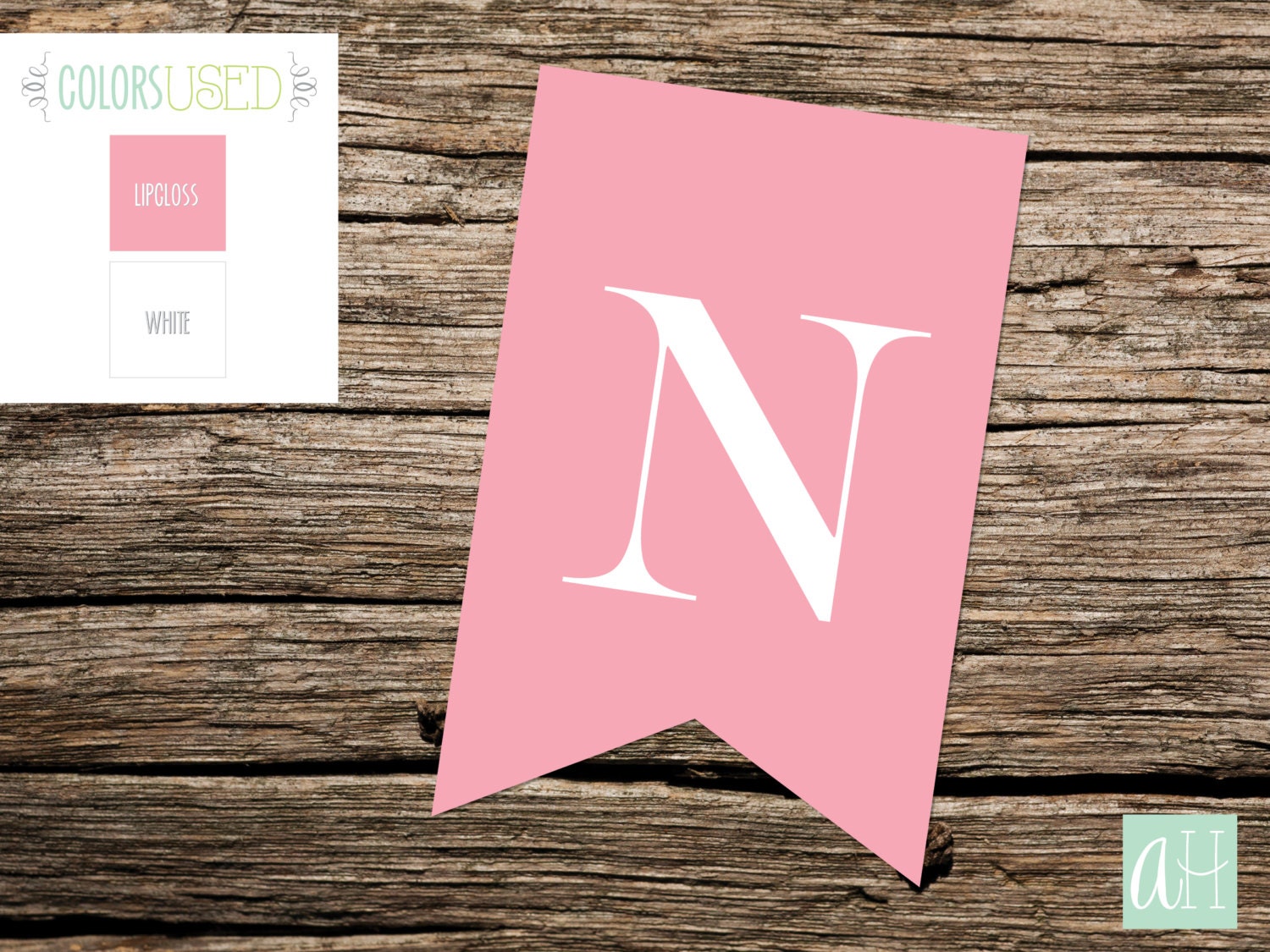 Printable n Pennant Banner: Instant Download Pink - Etsy