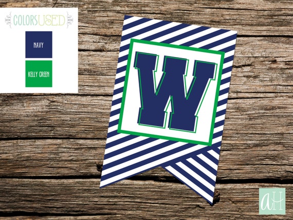 Printable w Pennant Banner: Instant Download | Etsy