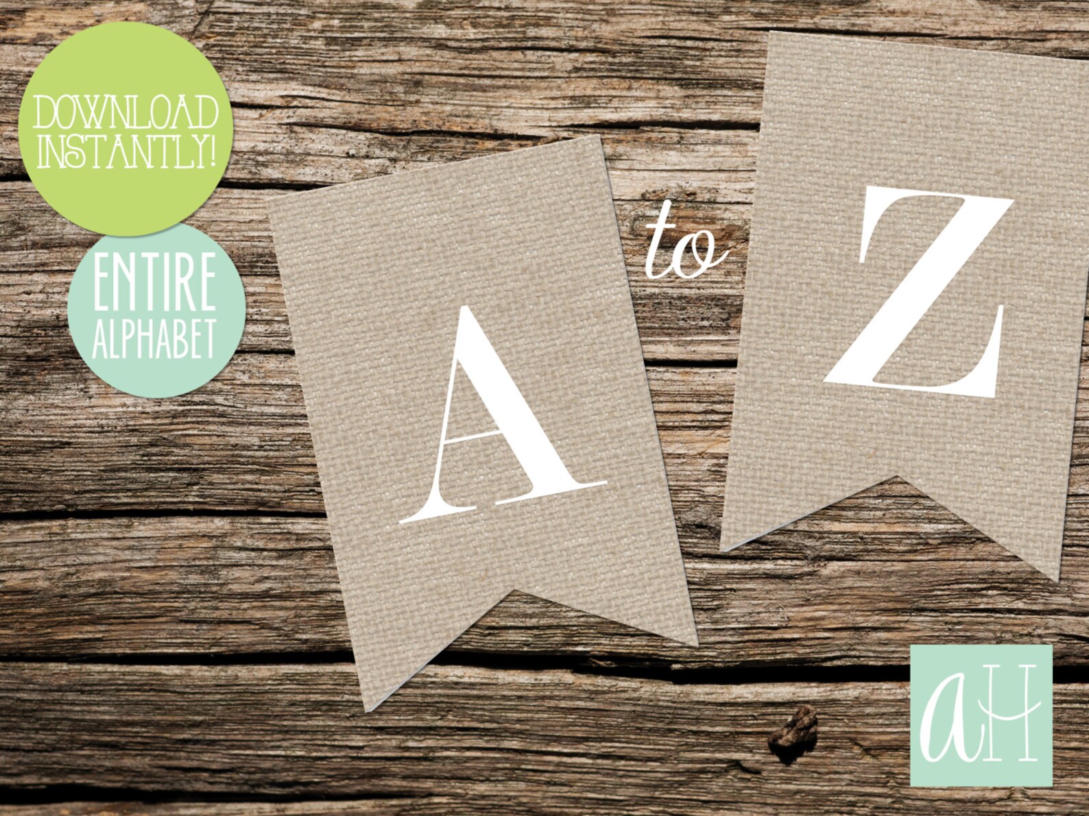 Printable Pennant Banner That Includes Entire Alphabet: Burlap Style ...