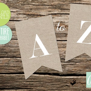 Printable Pennant Banner That Includes Entire Alphabet: Burlap Style ...
