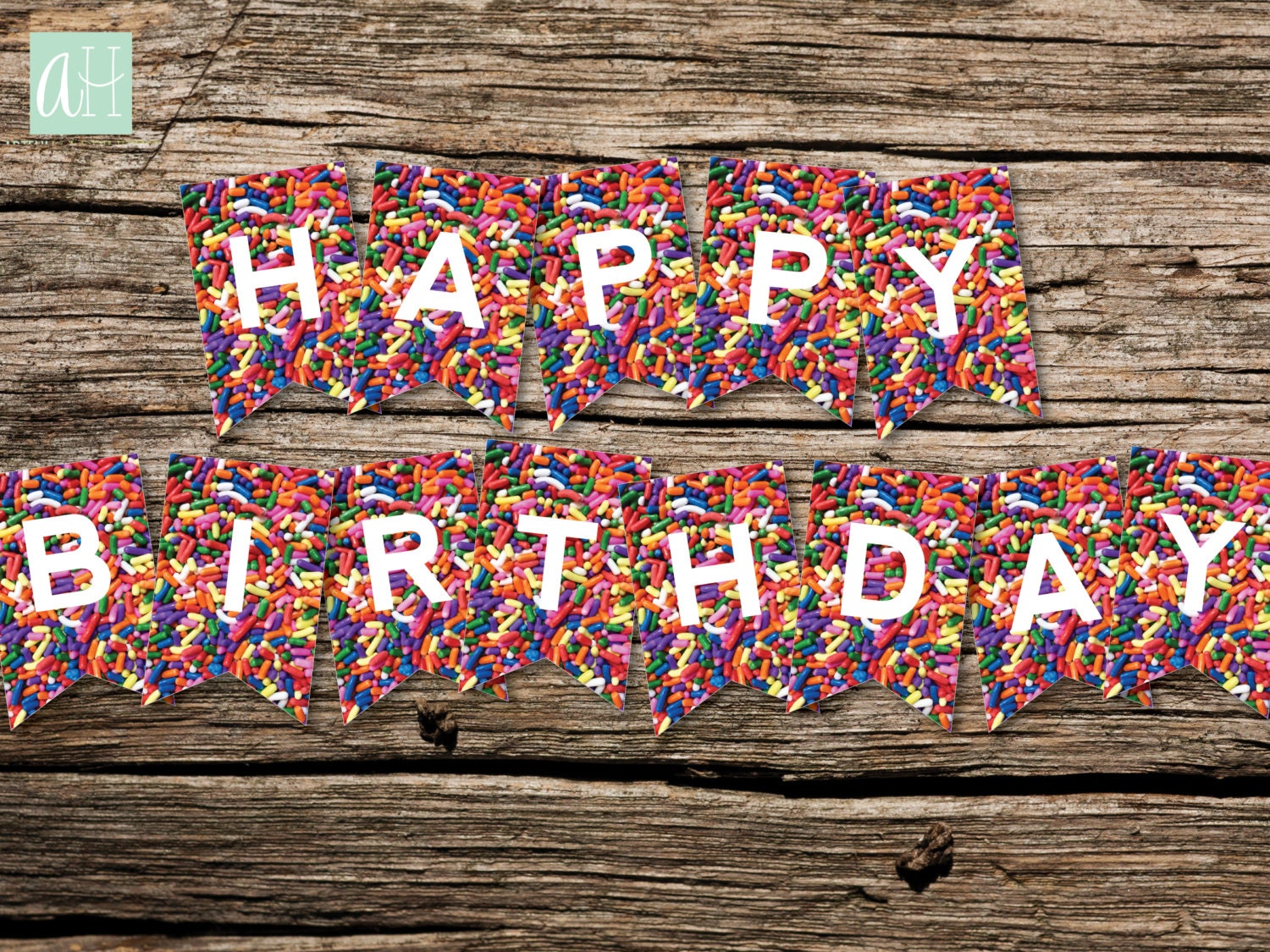 Printable Sprinkles Happy Birthday MINI Pennant Banner: Instant ...