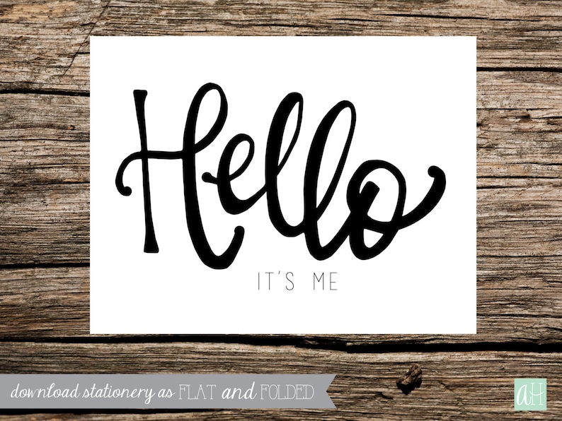 Printable Handlettered HELLO It's Me Stationery: Instant - Etsy