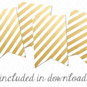 Printable Pennant Banner That Includes Entire Alphabet: Gold Foil Look ...