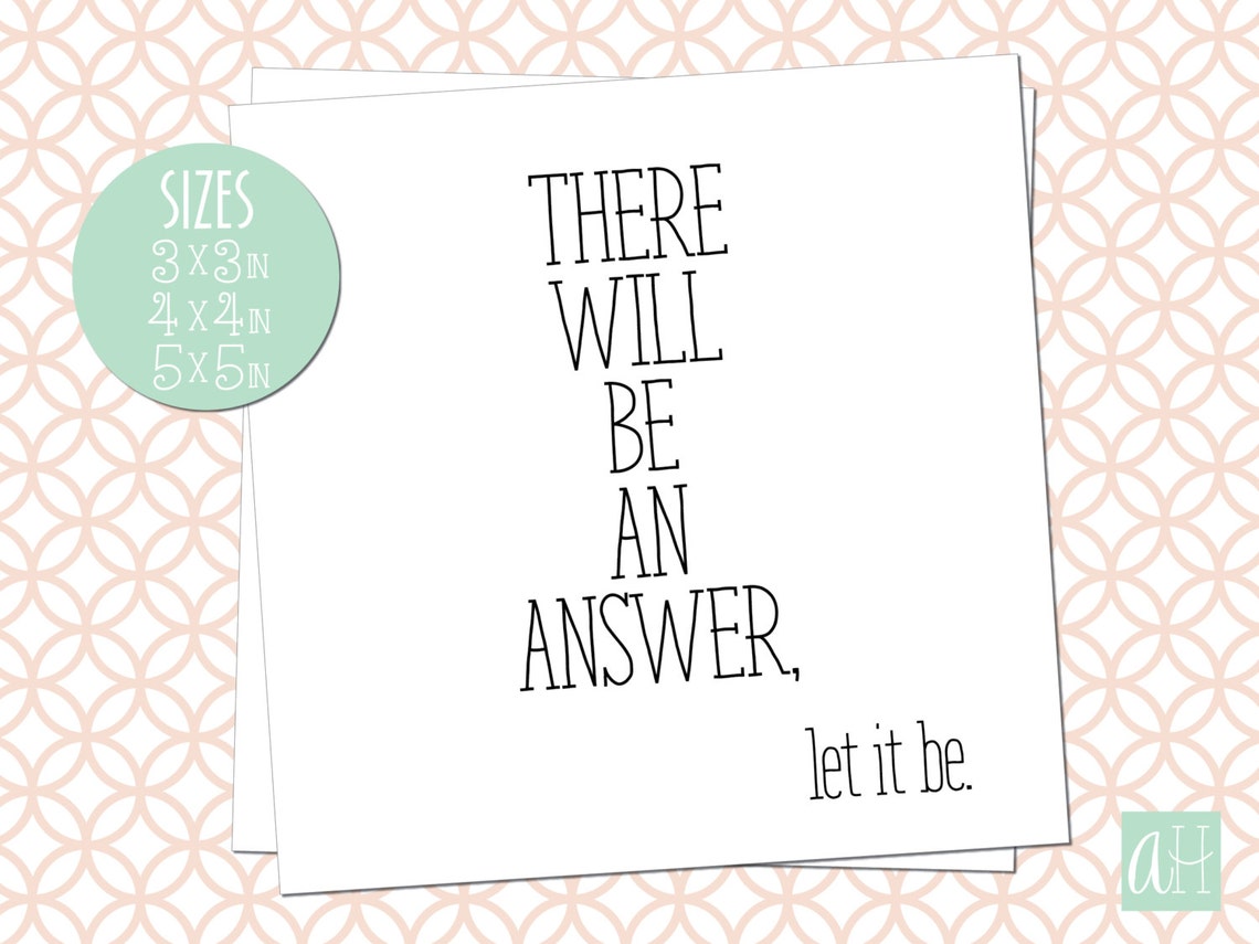 Printable Let It Be Sign: Instant Download as 3in X 3in 4in X - Etsy