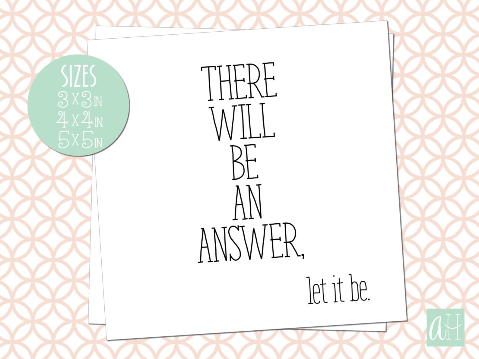 Printable Let It Be Sign: Instant Download as 3in X 3in, 4in X 4in AND ...