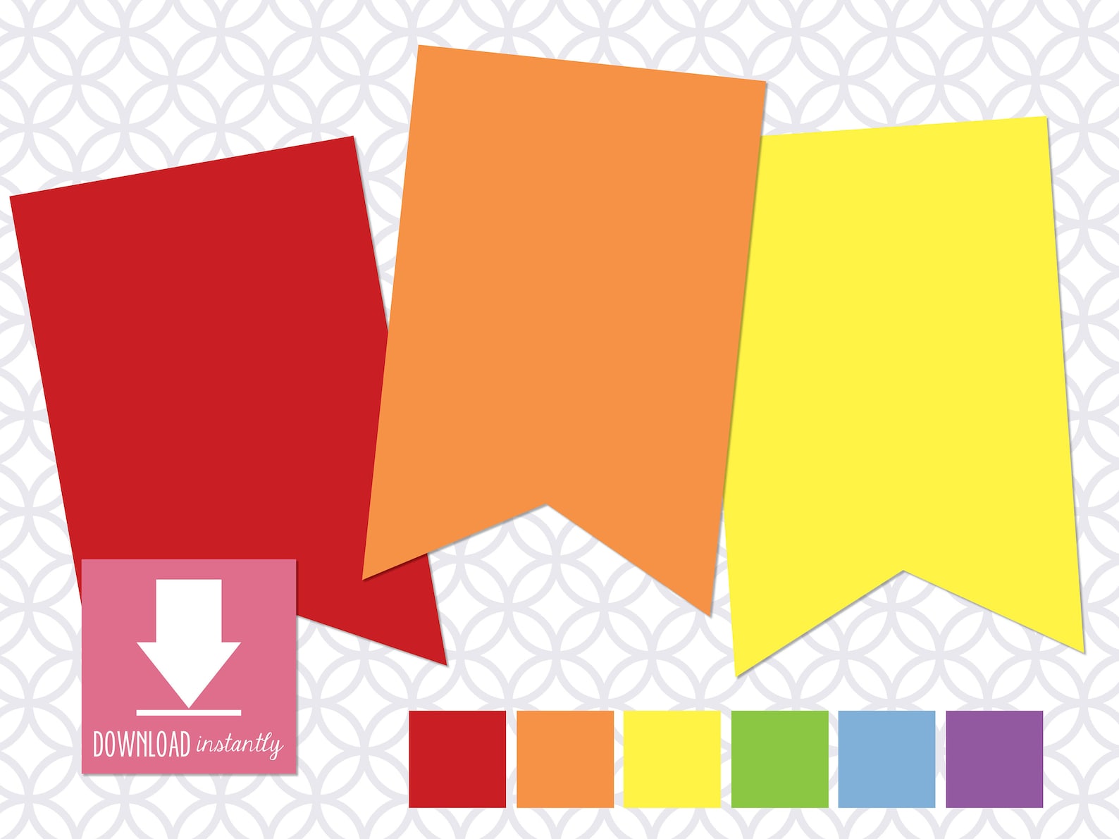 Printable Pennant Banner That Includes 6 Colors: Rainbow Banner With ...