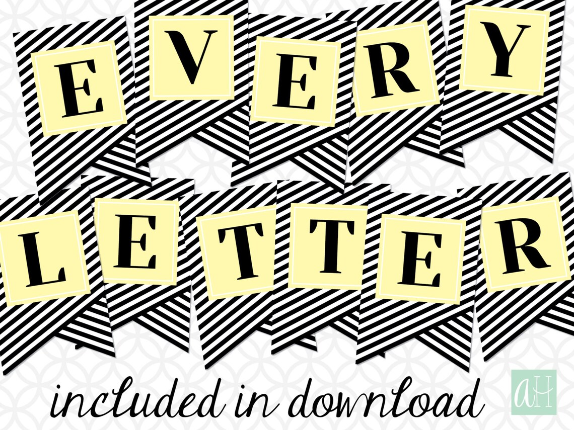 Printable Pennant Banner That Includes Entire Alphabet: Black - Etsy
