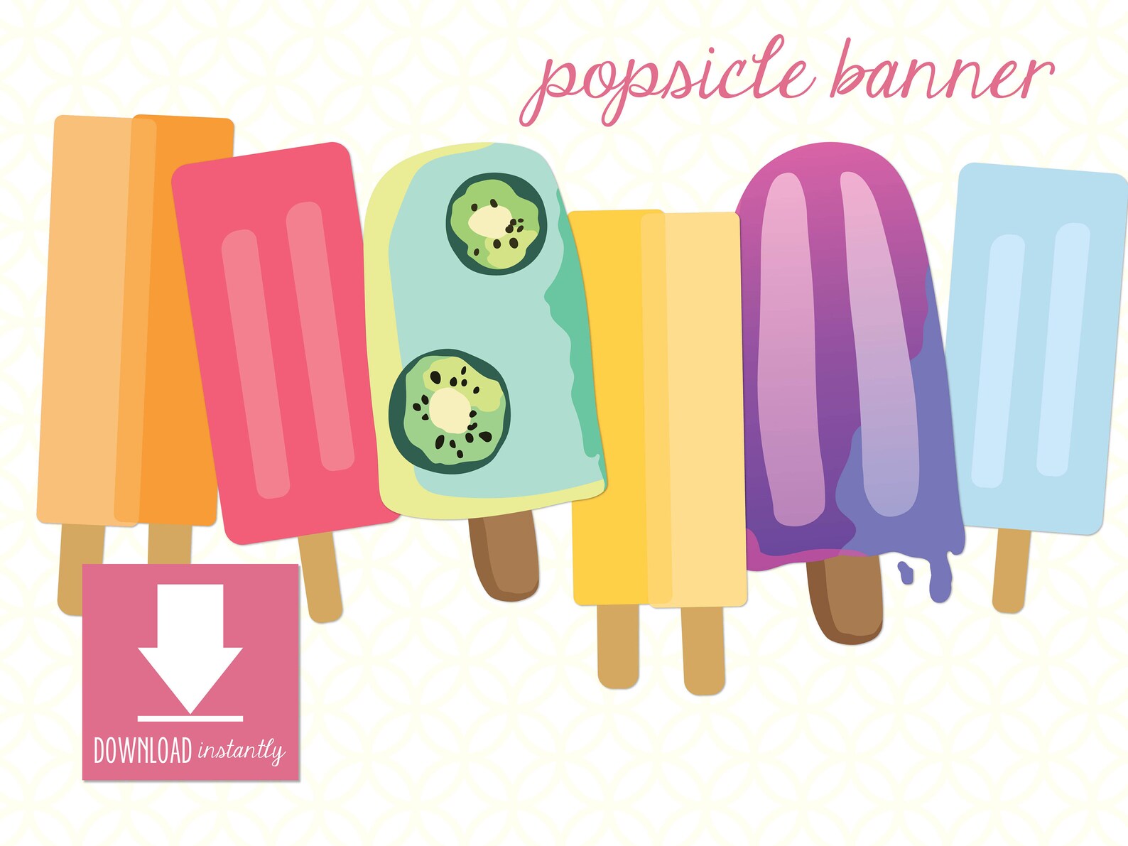 Printable Popsicle Banner (instant Digital Download), Six Assorted ...
