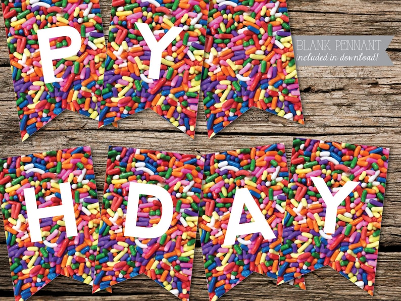 Printable Pennant Sprinkles Happy Birthday Banner COLORFUL - Etsy