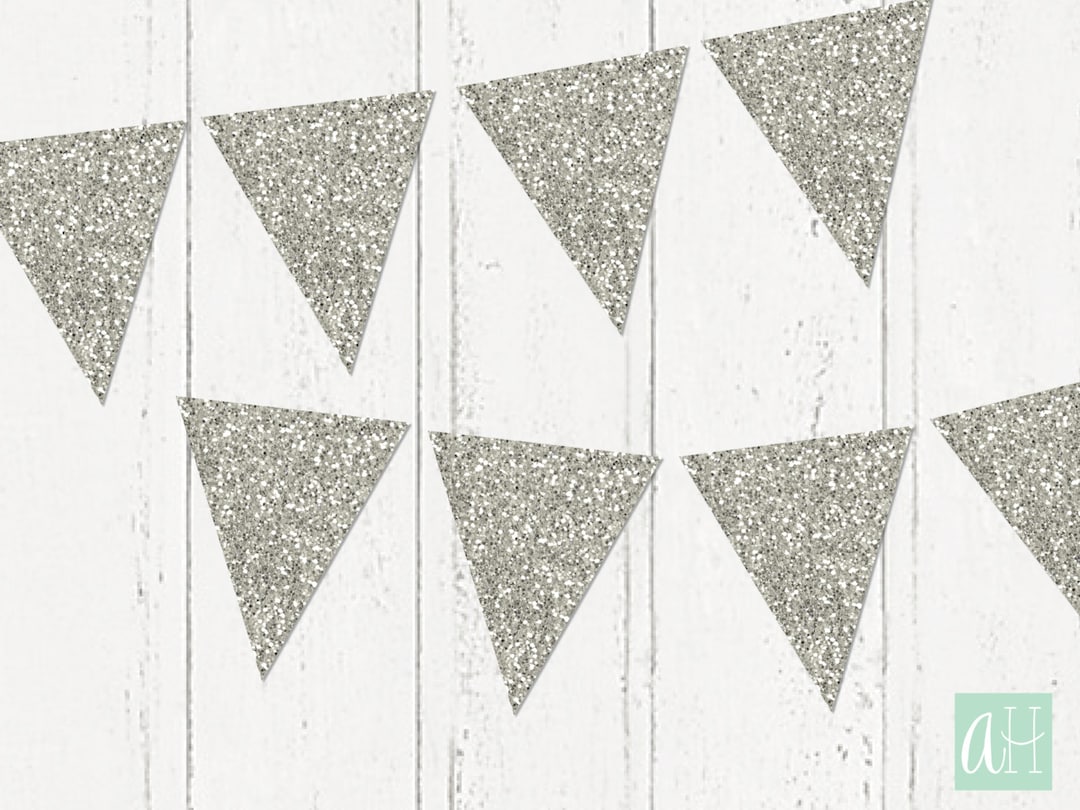 Printable MINI Silver Glitter Pennant Flag Banner: Instant Download - Etsy