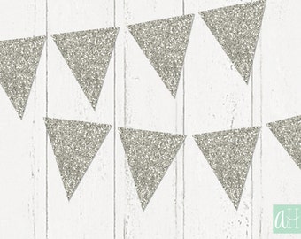 Printable Mini GOLD GLITTER Pennant Flag Banner: Instant | Etsy