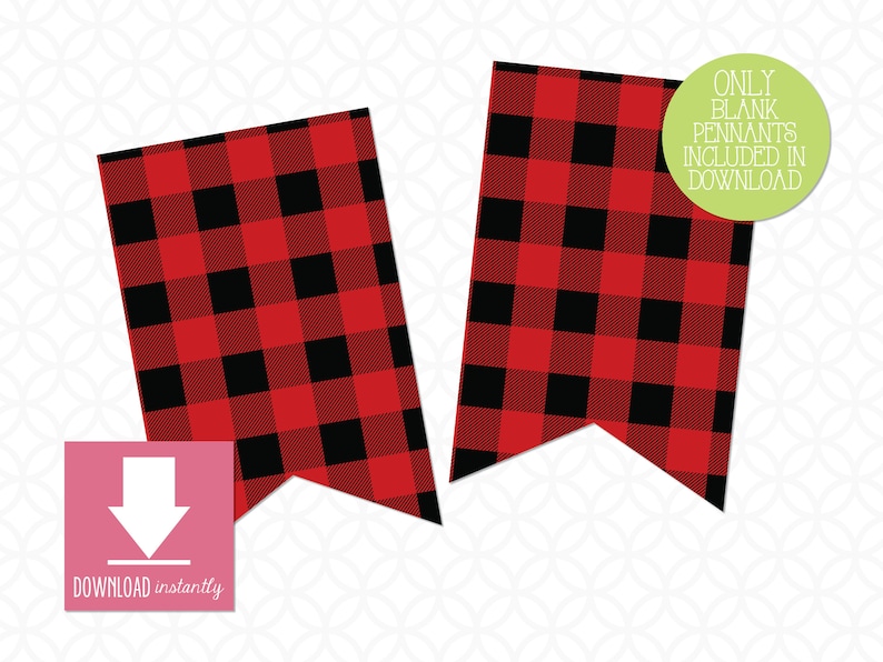 Printable Pennant Banner: Red Buffalo Plaid Banner With No Letters ...