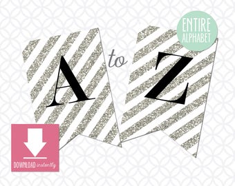 Printable Pennant Banner That Includes Entire Alphabet: Burlap | Etsy