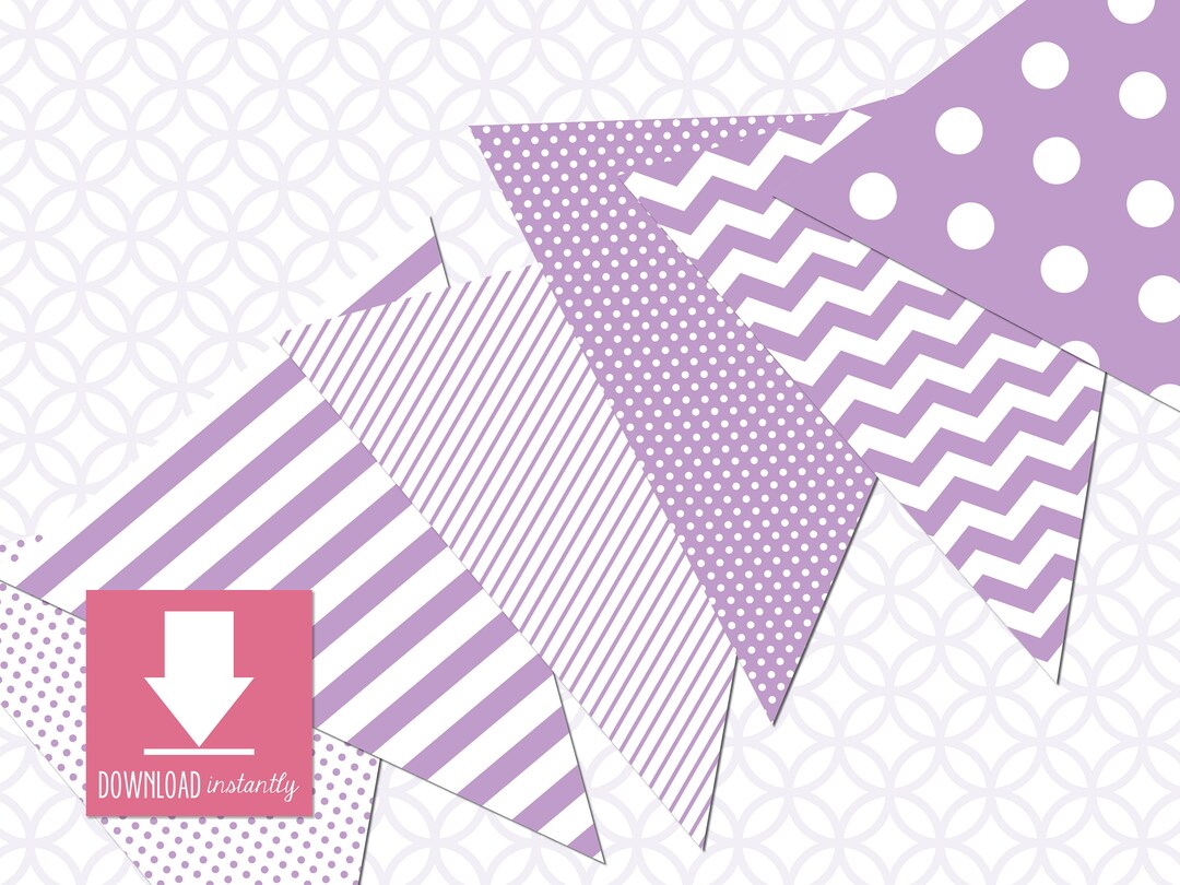 Printable Assorted Pennant Flag Banner: Lilac Purple (instant Digital ...