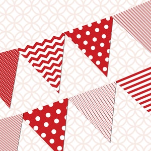 Printable Assorted Pennant Flag Banner: Scarlett Red (instant Digital ...