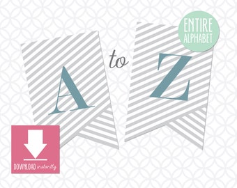 Printable Pennant Banner That Includes Entire Alphabet: Light | Etsy
