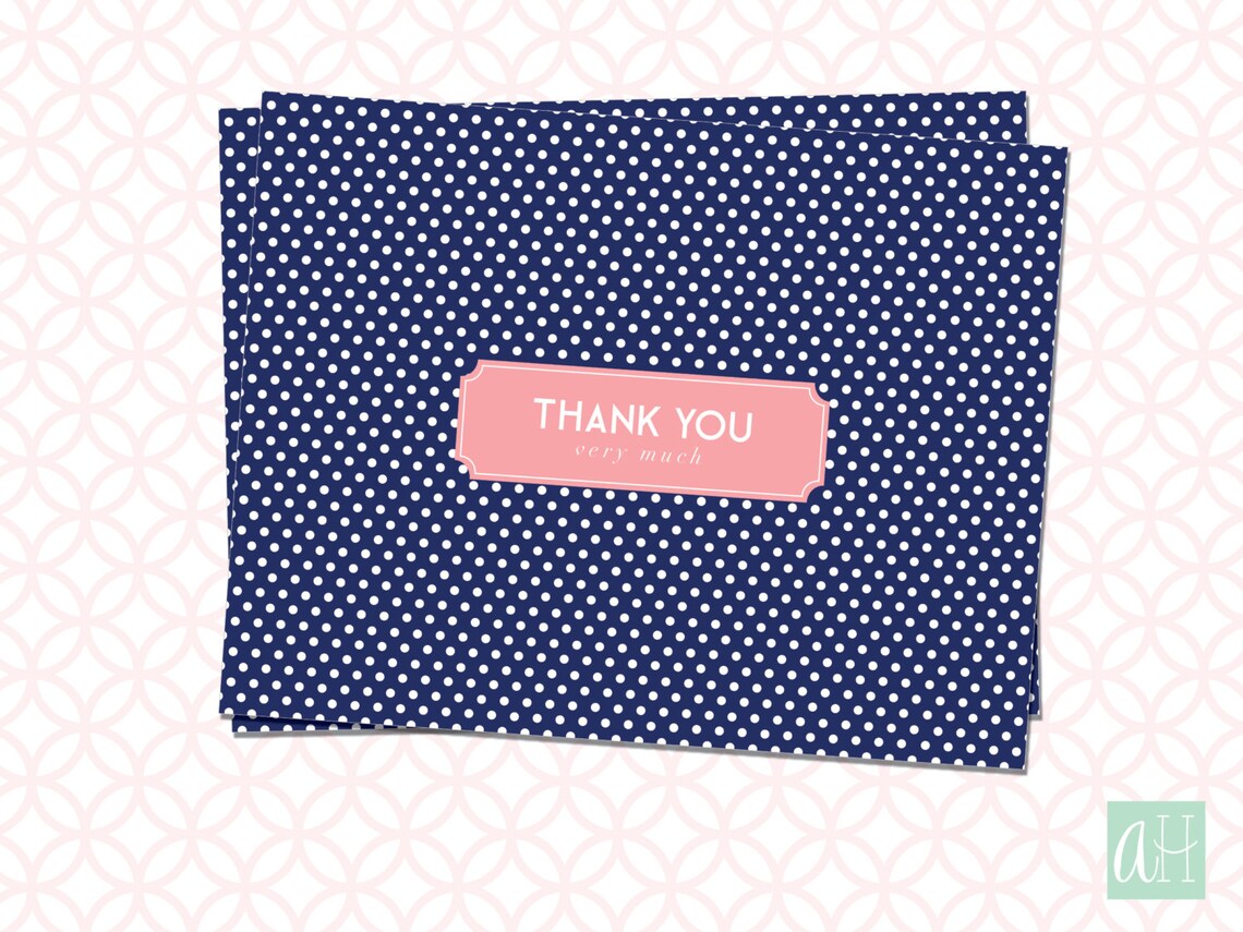 Printable Polka Dot Thank You Card: Instant Download as Flat | Etsy