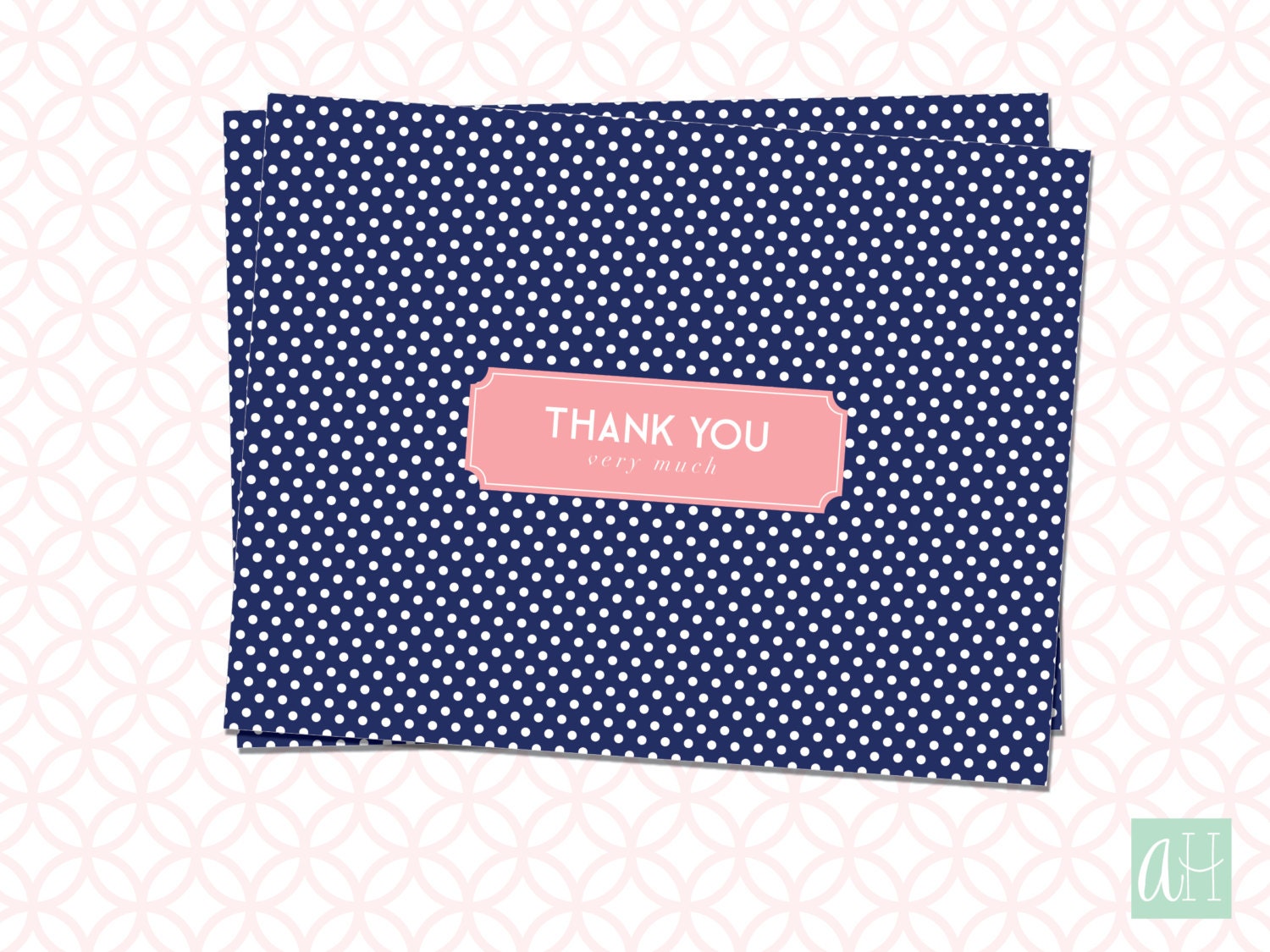 Printable Polka Dot Thank You Card: Instant Download as Flat and Folded ...