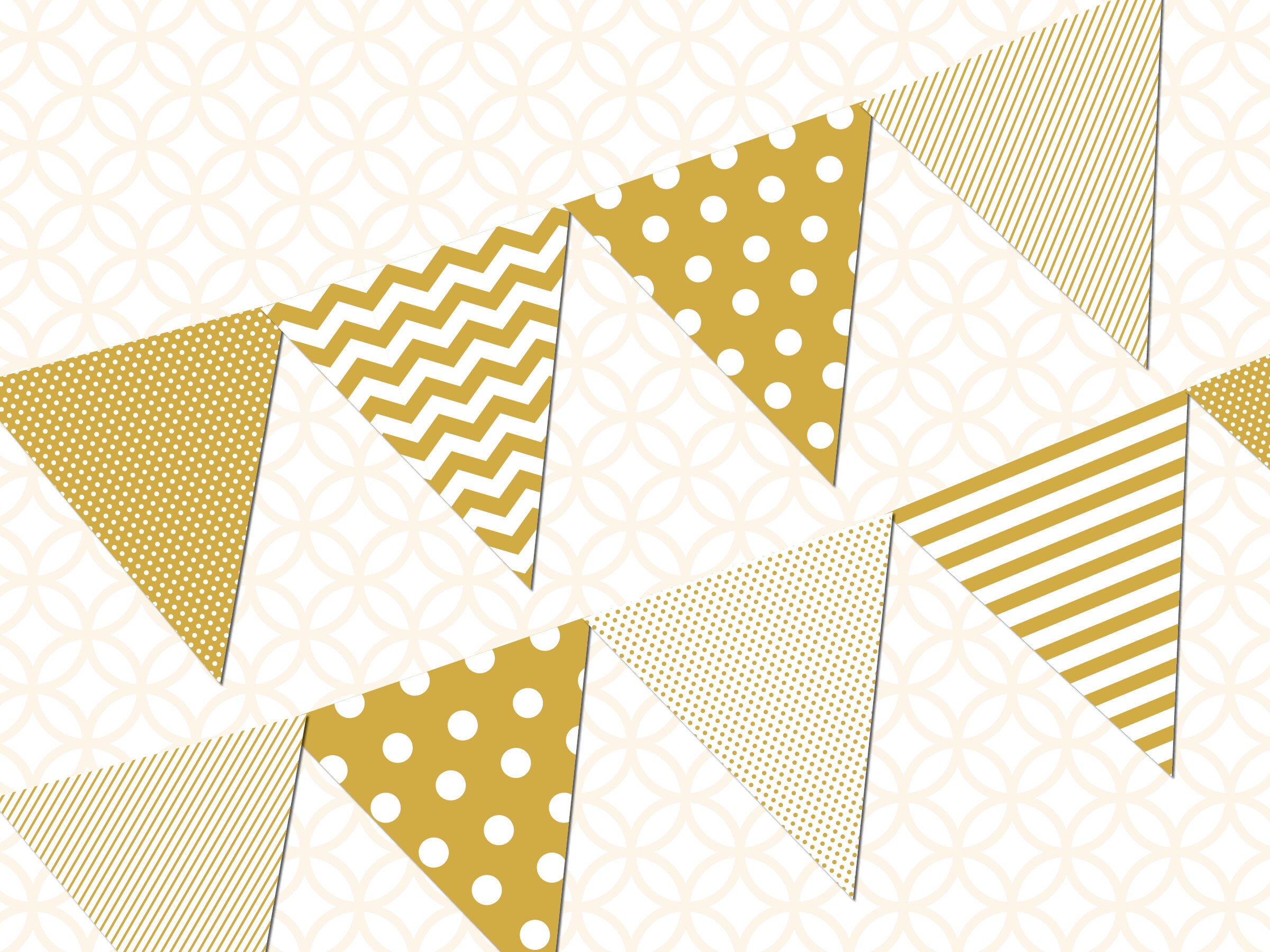 Printable Assorted Pennant Flag Banner: Gold instant Digital Download ...