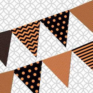 Printable Assorted Halloween Pennant Flags: Black and Orange instant ...