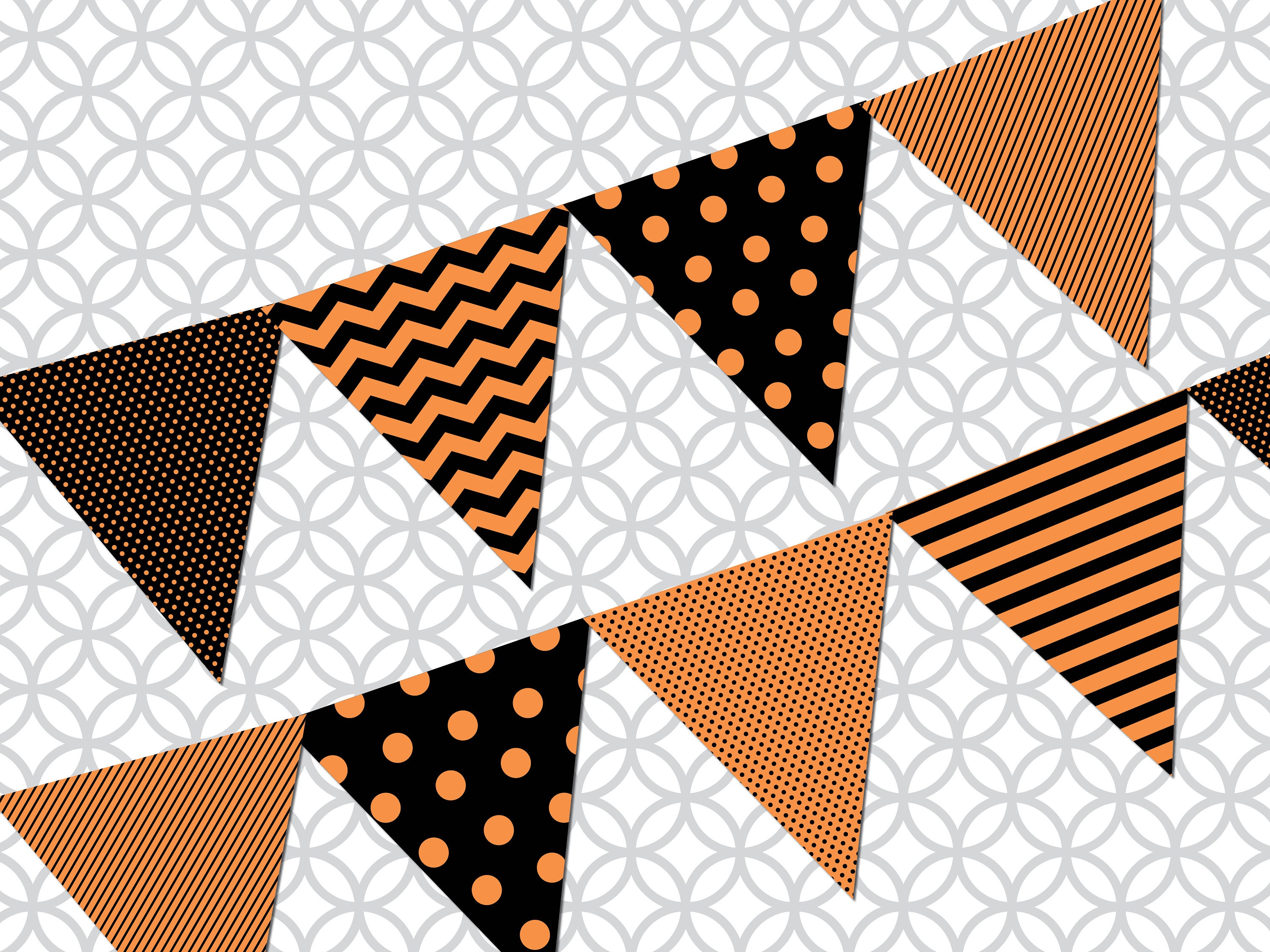 Printable Assorted Halloween Pennant Flags: Black and Orange (instant ...