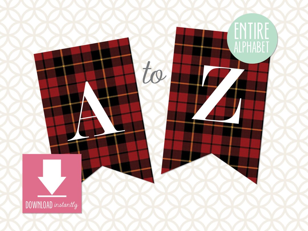 Printable Pennant Banner That Includes Entire Alphabet: Red Tartan ...