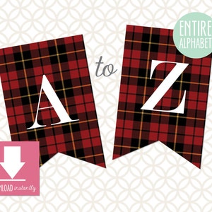 Printable Pennant Banner That Includes Entire Alphabet: Red Tartan ...