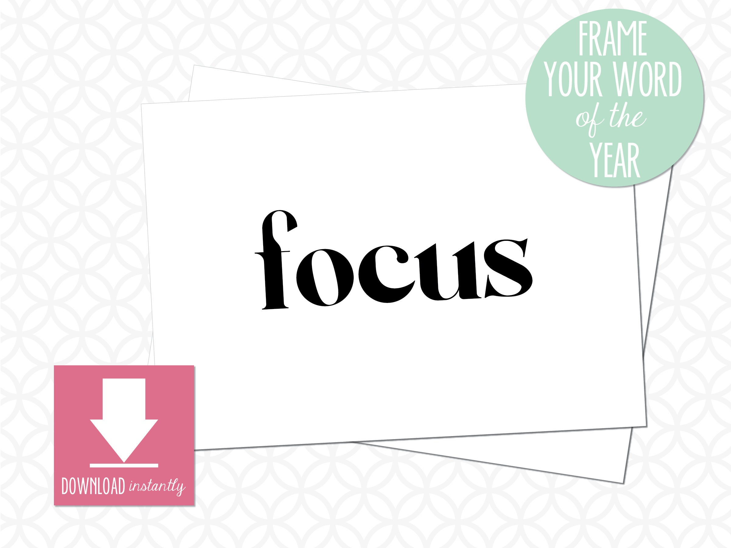 Printable Word of the Year FOCUS Sign, 5in X 7in: Instant Download ...