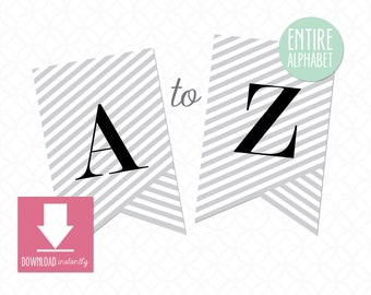 Printable Pennant Banner That Includes Entire Alphabet: Light | Etsy