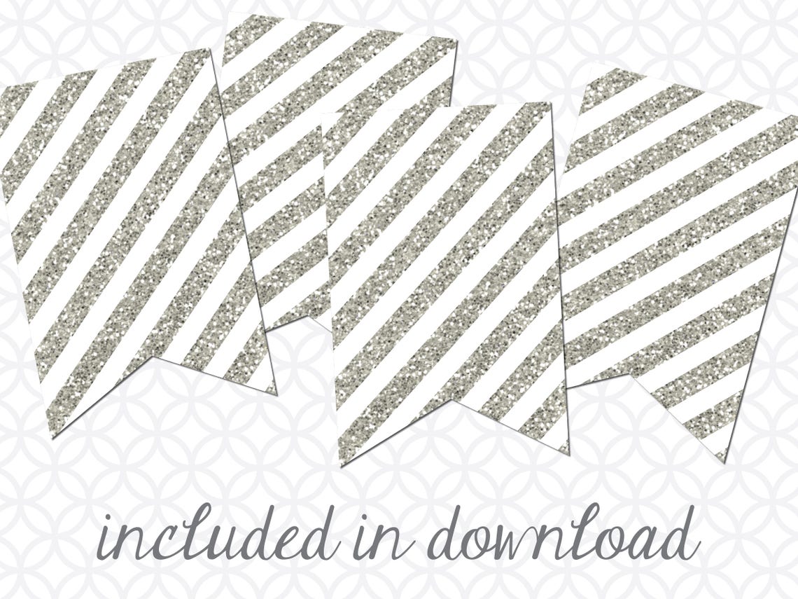 Printable Pennant Banner That Includes Entire Alphabet: Silver - Etsy