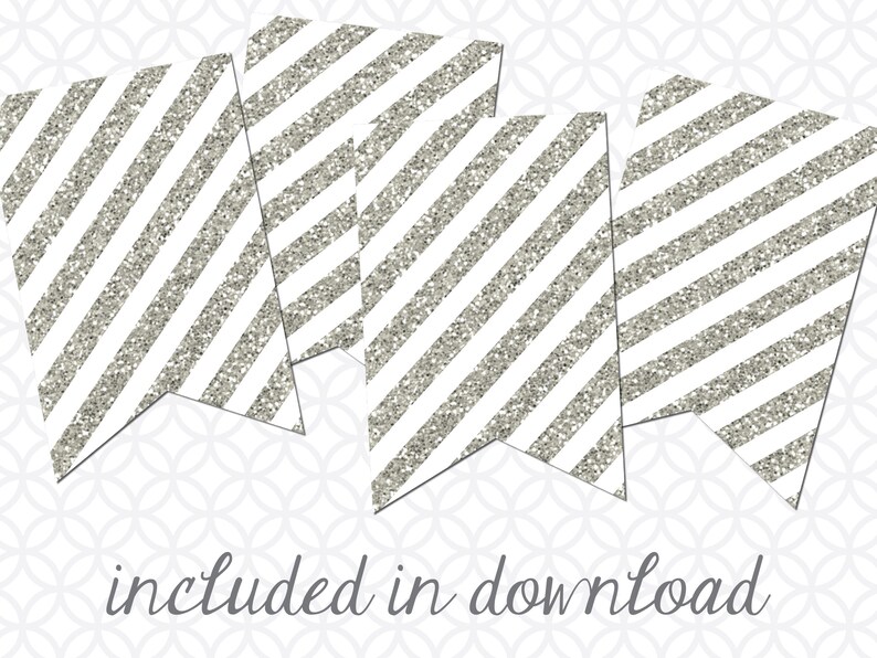 Printable Pennant Banner That Includes Entire Alphabet: Silver Glitter ...