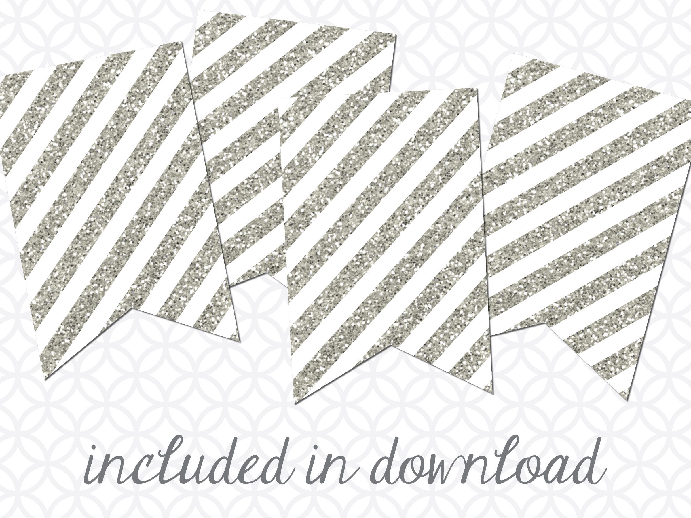 Printable Pennant Banner that includes entire alphabet: Silver | Etsy