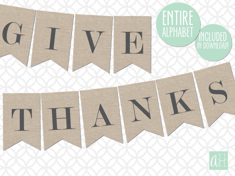 Printable Pennant Banner That Includes Entire Alphabet: Burlap | Etsy
